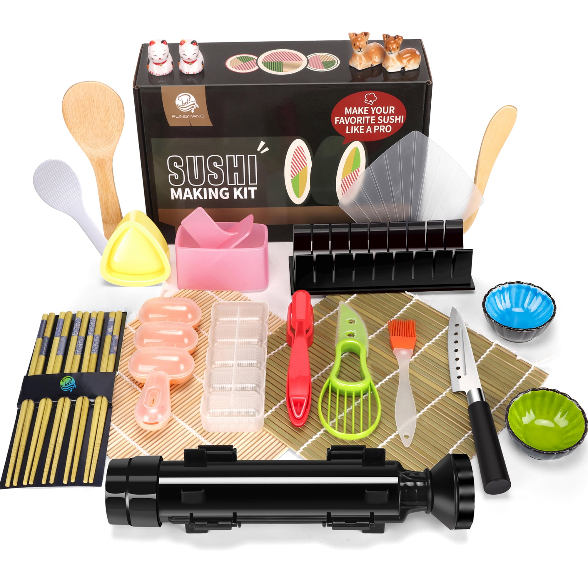 Bazooka Professional Sushi Making Kit - 27 Pcs, Bamboo Roller, Knife ...