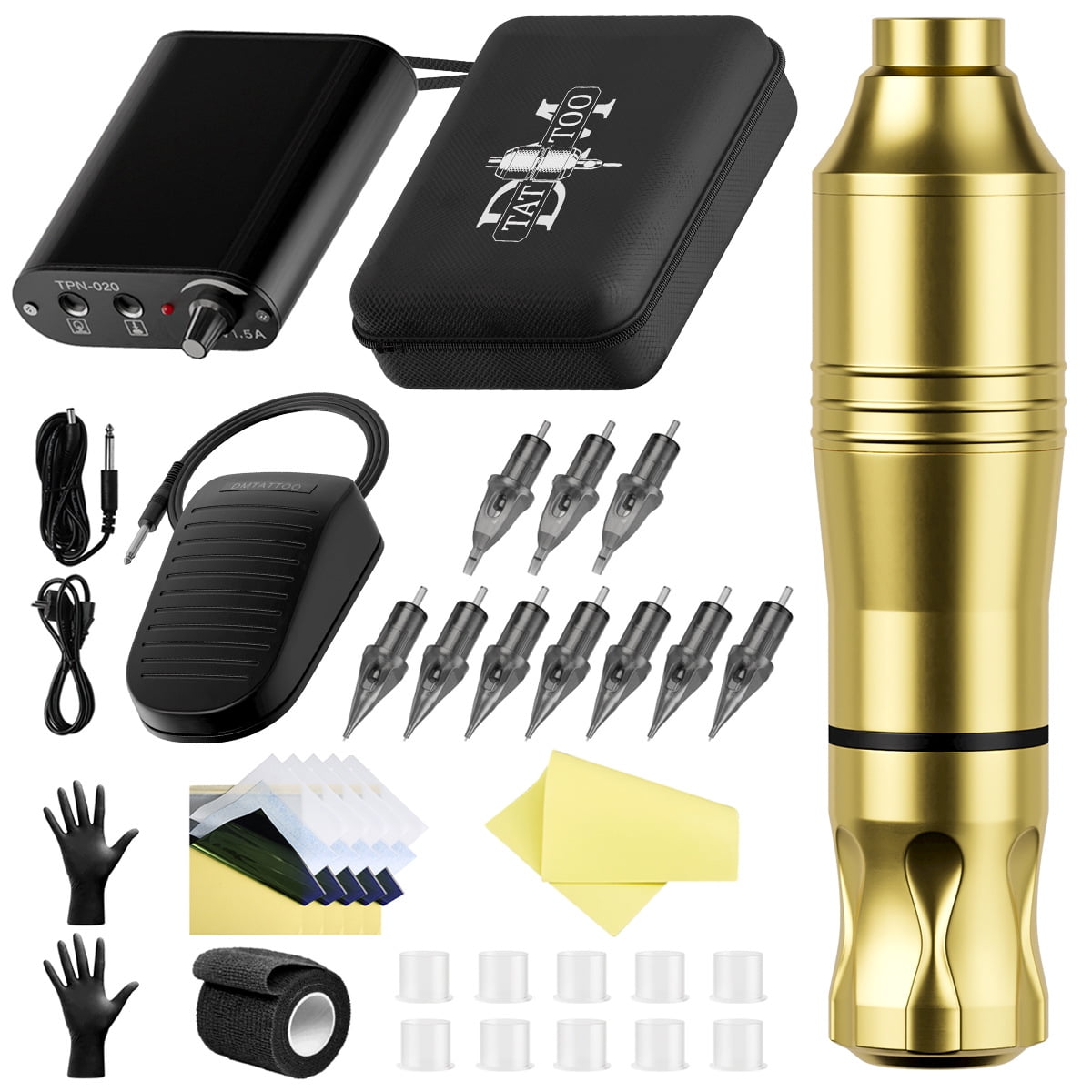 Professional Tättoo Pen Kit with Power Supply, Foot Pedal, and Complete ...