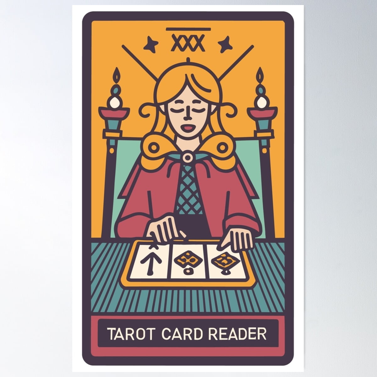 Professional Tarot Card Reader Card Illustration Poster Wall Art ...