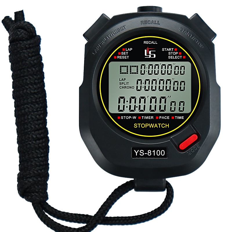 Professional Timer Stopwatch, Digital Sports Stopwatch with Countdown Timer, 100 Lap Memory, 0. ...