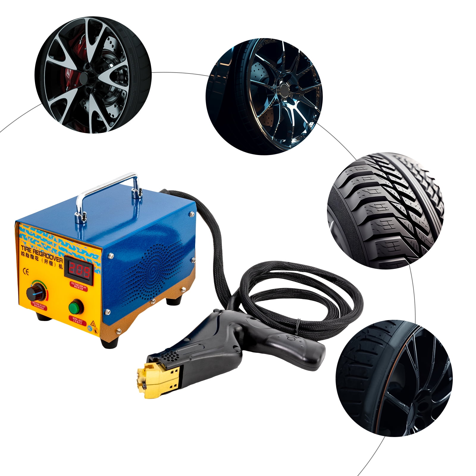 Professional Tire Groover Machine, 1000W, with LED Screen, 6 Adapters ...