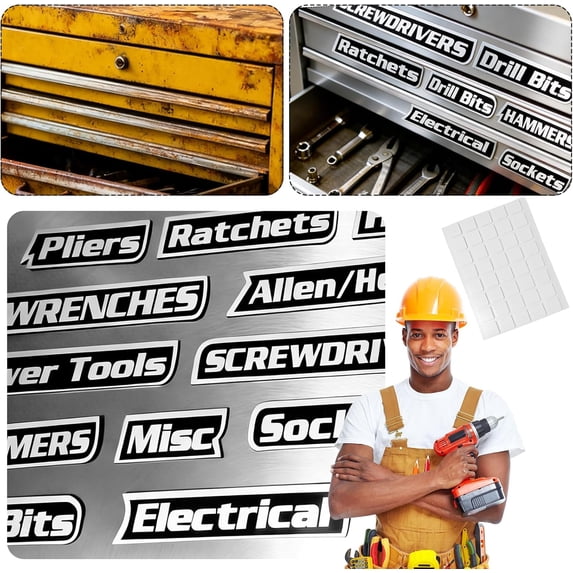 Professional Tool Box Labels 12 Tags for Tool Chest Drawer and Cabinet ...
