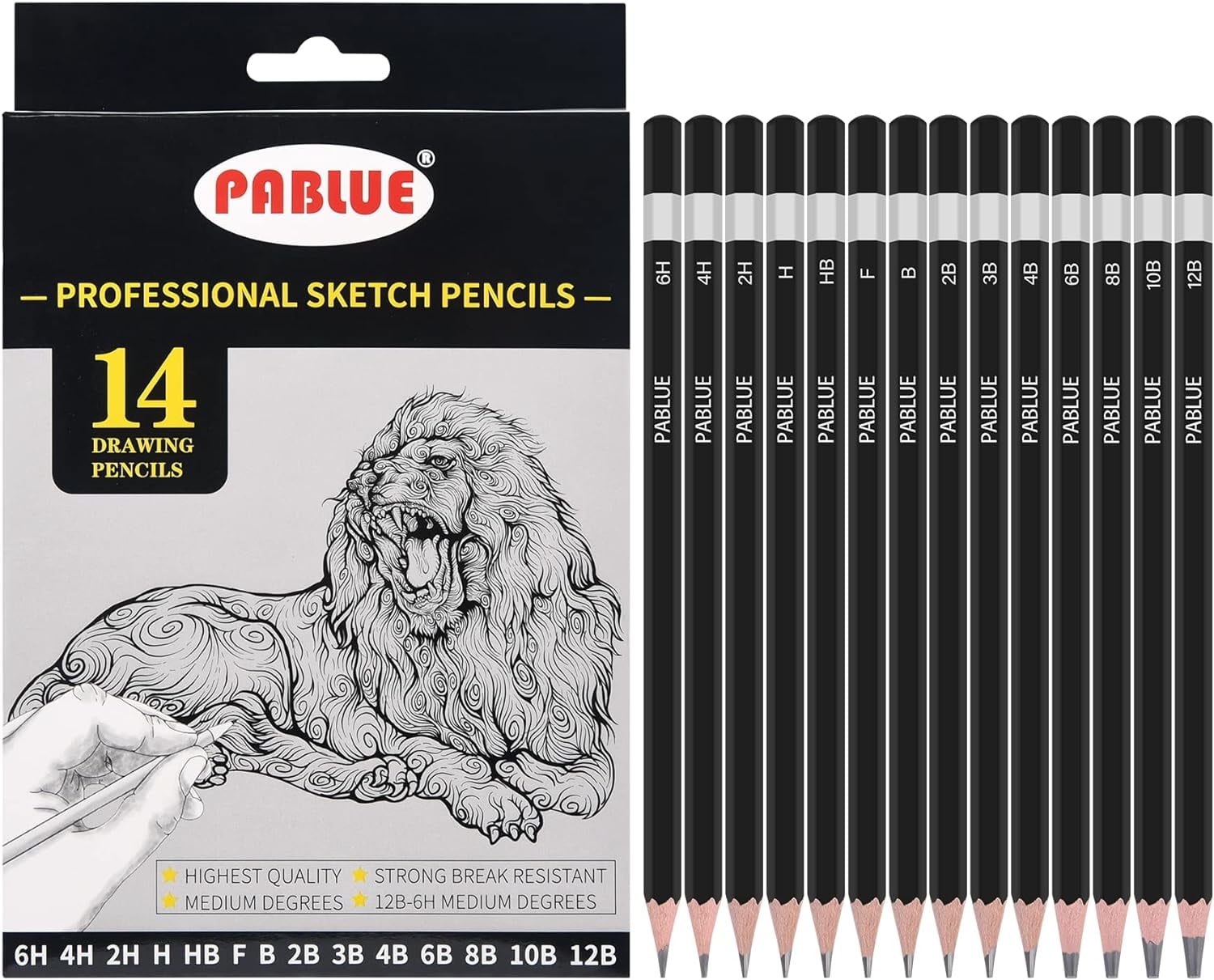 Professional Triangular Drawing Sketching Pencil Set,6H,4H,2H,H,HB,F,B ...