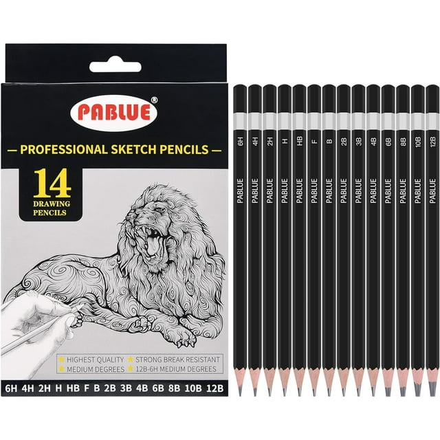 Professional Triangular Drawing Sketching Pencil Set,6H,4H,2H,H,HB,F,B ...