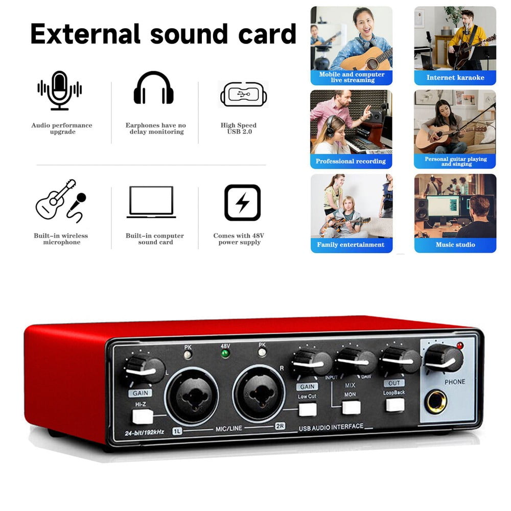 Professional Usb Audio Interface Sound Card For Studio Live Recording Equipment - Walmart.com