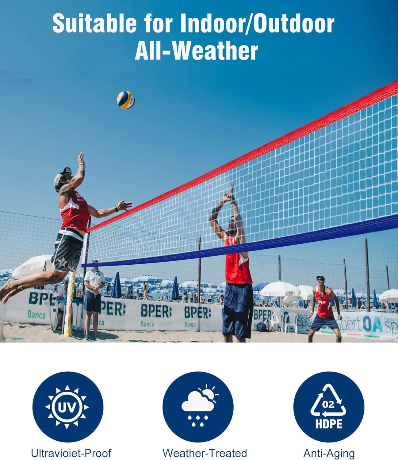 Professional Volleyball Net Heavy Duty, FT Aircraft Steel , Weather ...