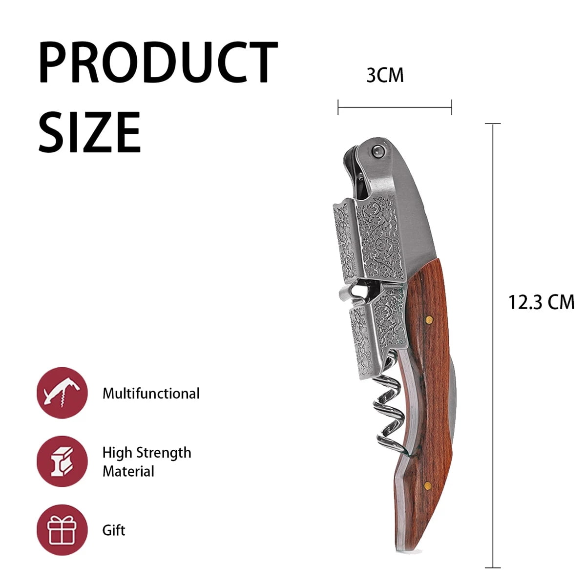 Professional Waiters Corkscrew,Wine Key with Ergonomic Wood Grip, Beer ...