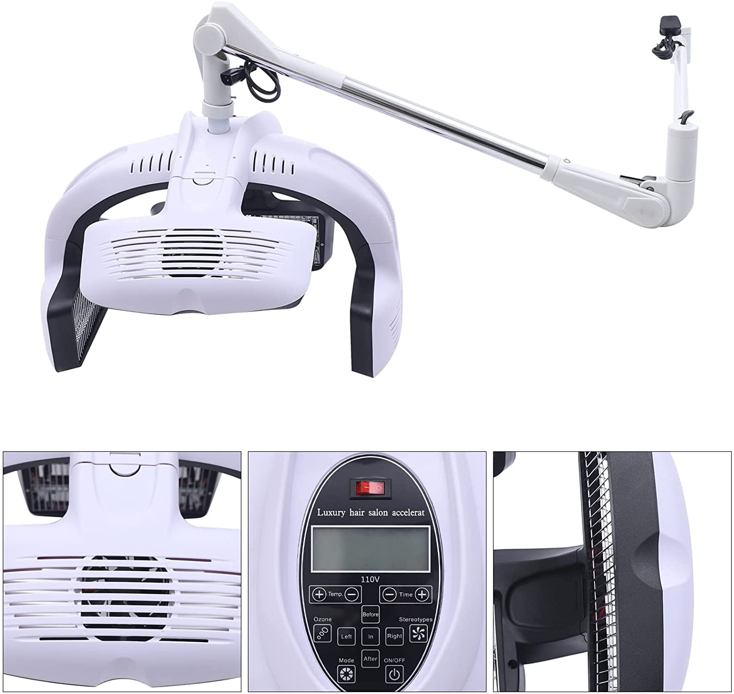 Professional 1250W Wall Mounted Hair Dryer with Adjustable Wall Arm, 3 ...