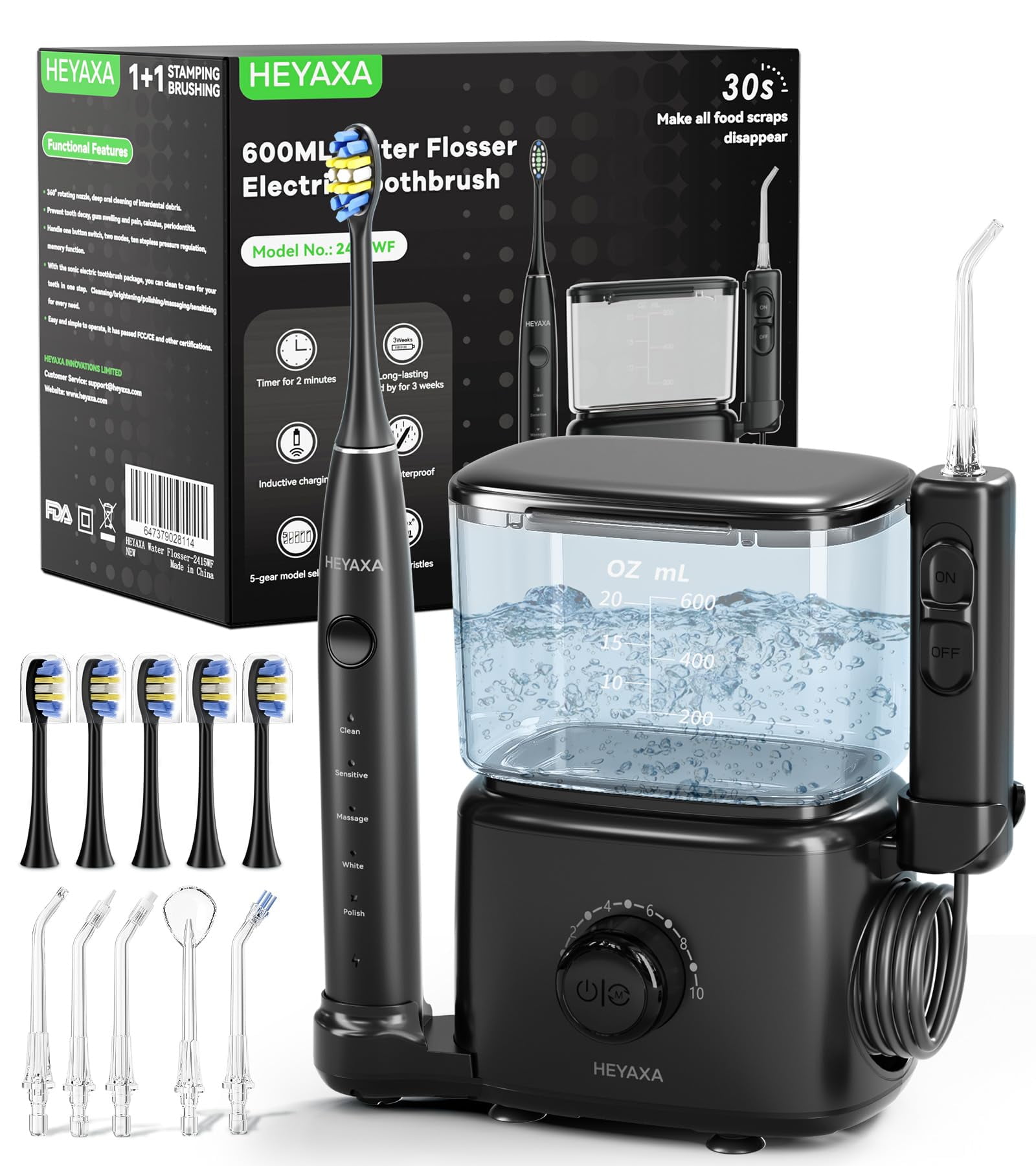 Professional Water Flosser & AIF9 Electric Toothbrush Combo, 600ML Use ...