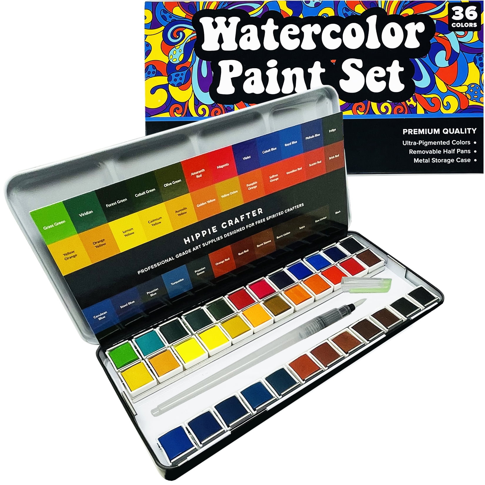 Hippie Crafter Watercolor Paint Set Adult 36 Water Colors for Adult ...