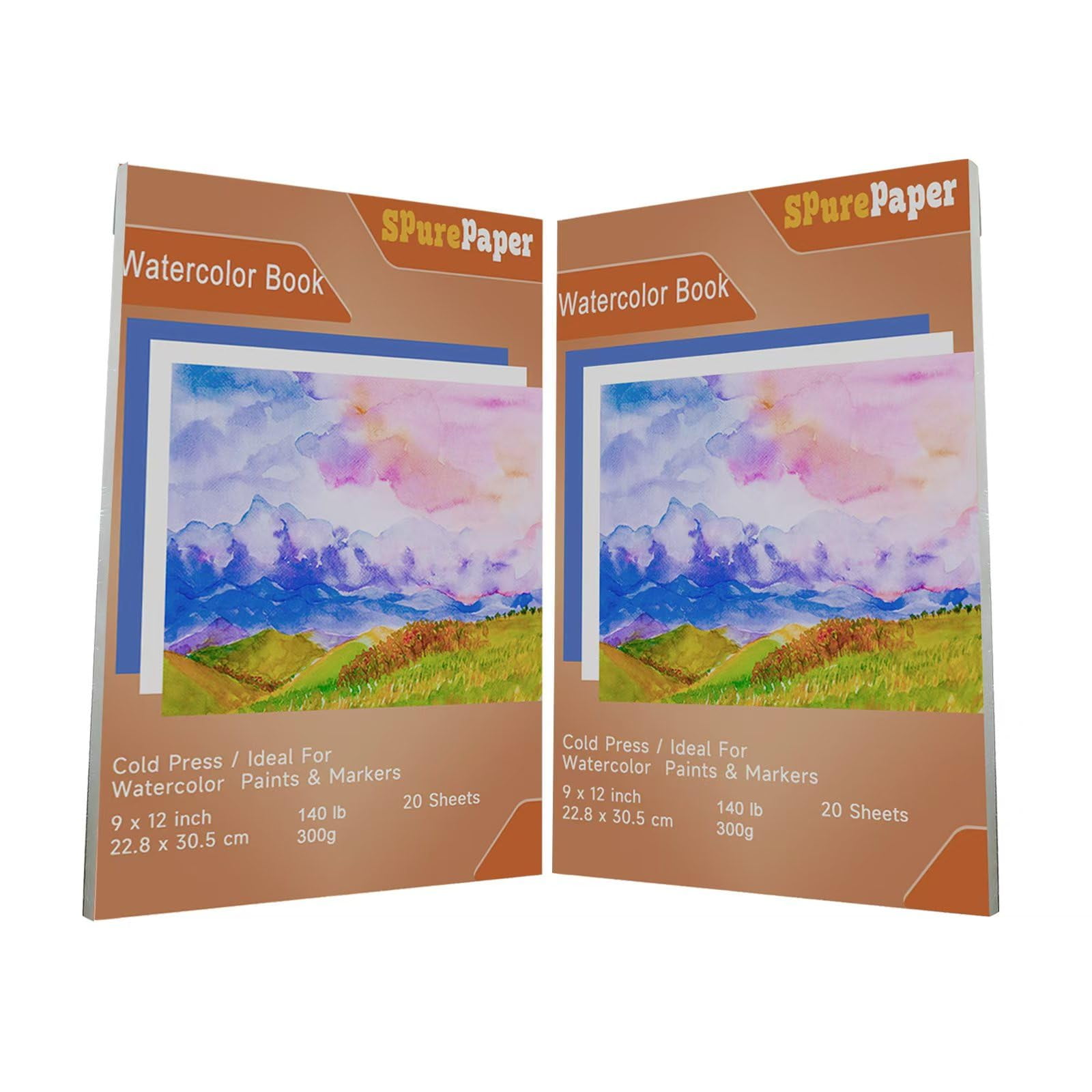 Professional Watercolor Paper Pad JKF25 2 Pack - 9x12 140lb/300gsm Acid ...