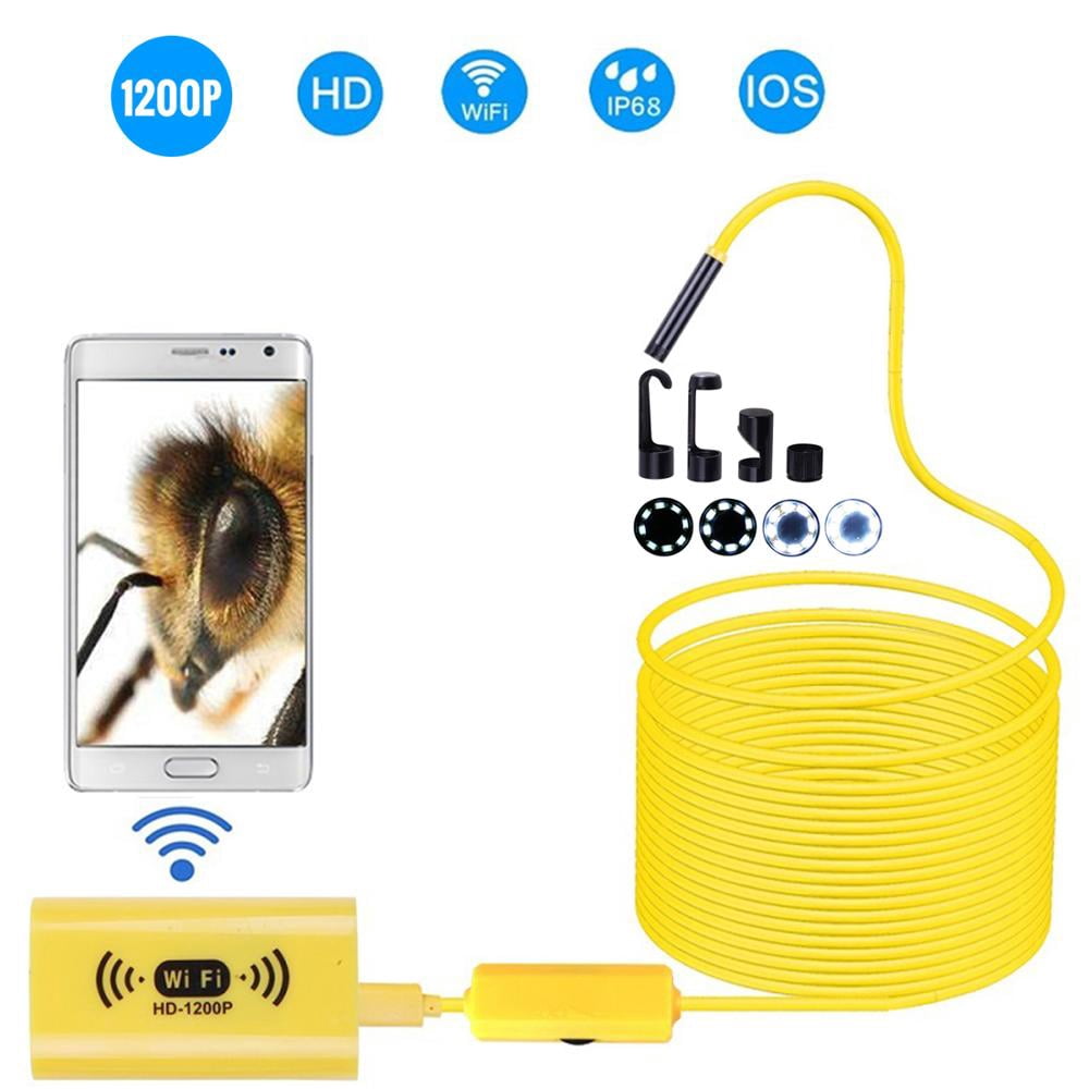 1-10m Waterproof WiFi Wireless Endoscope Camera 8mm Inspection 2.0MP HD ...