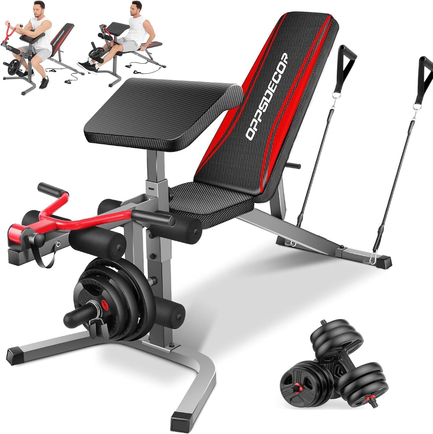 Professional Weight Bench with Leg Extension & Leg Curl & Preacher Curl ...