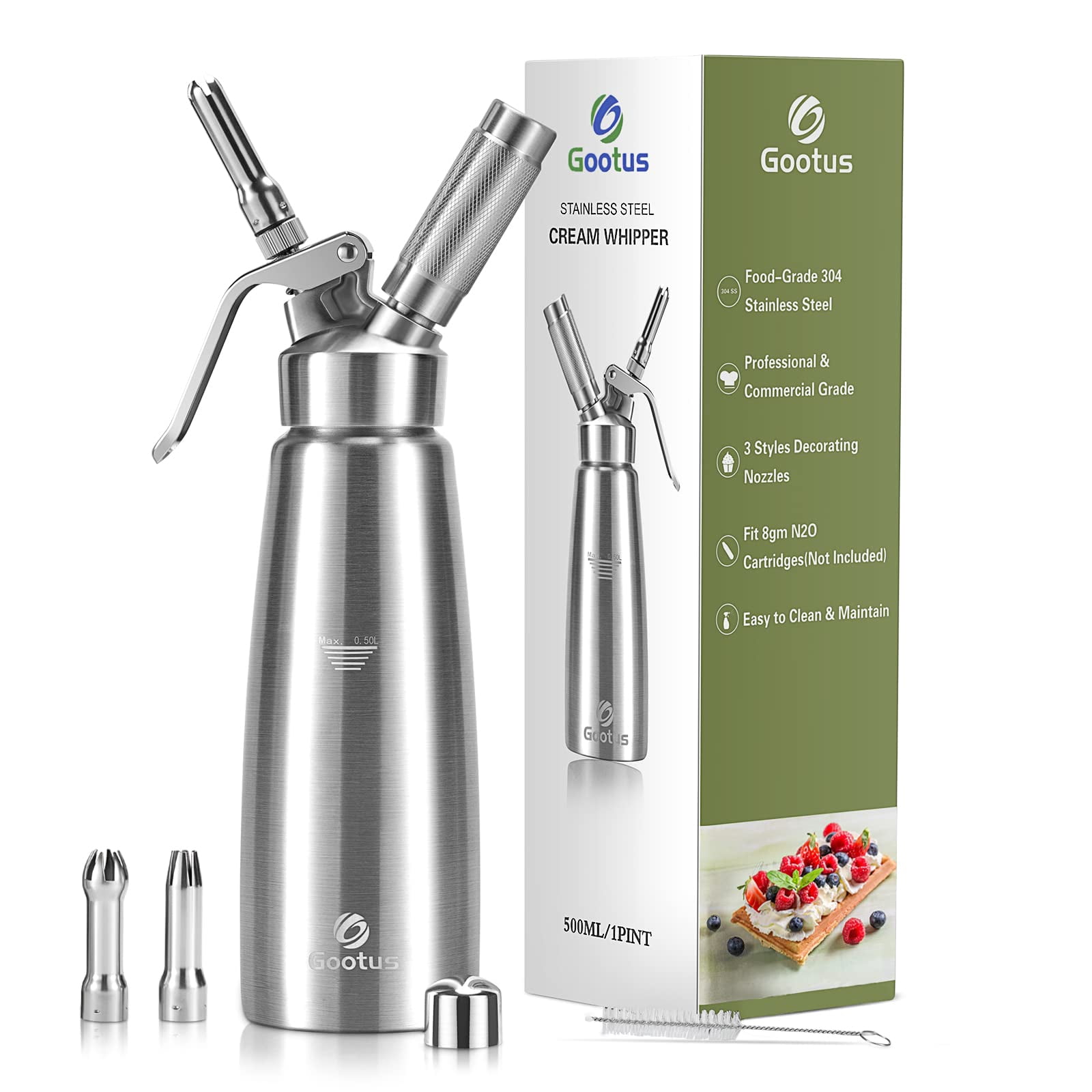 Professional Whipped Cream Dispenser - Stainless Steel - Walmart.com