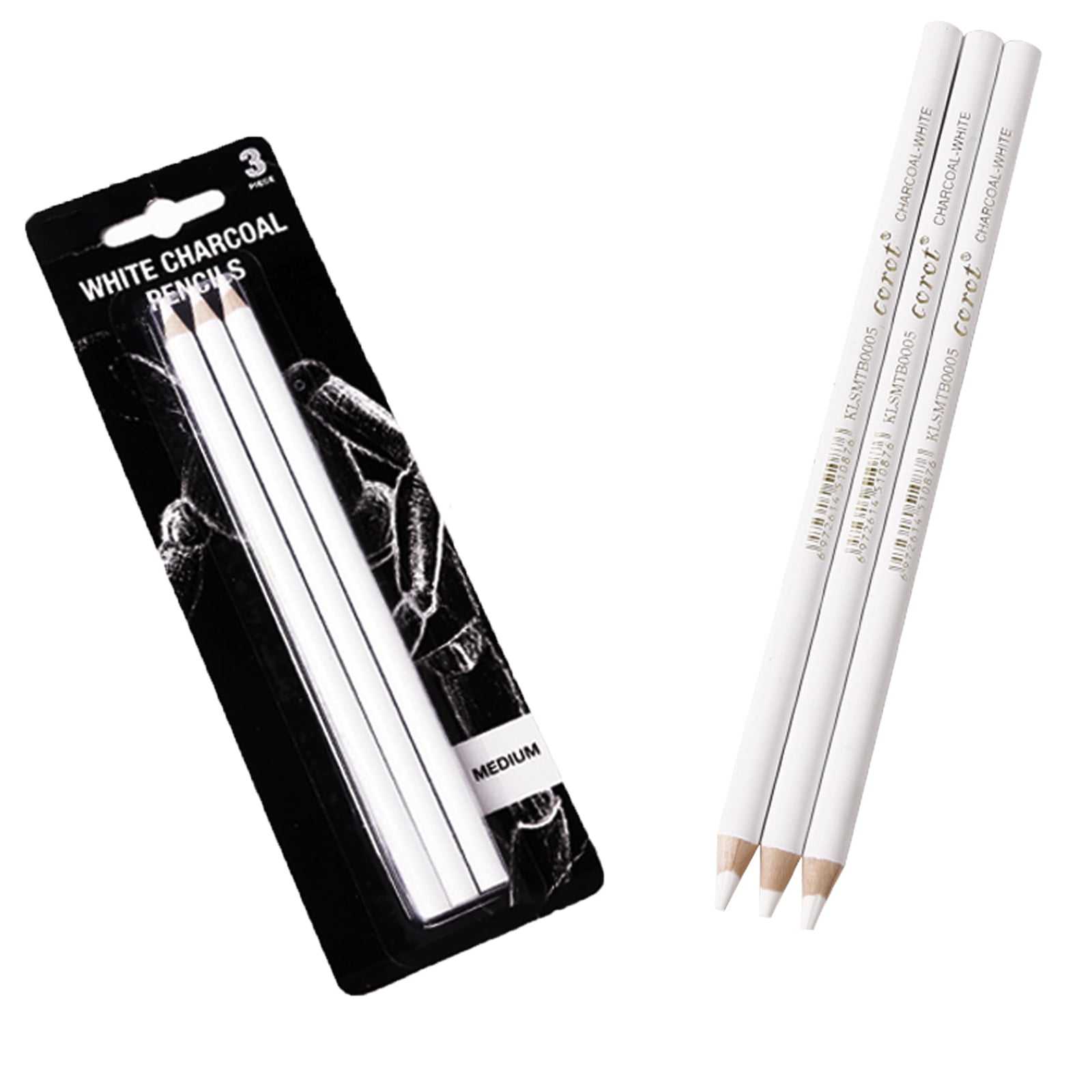 Professional White Charcoal Pencils Set - ANNECOSK 3 Pieces Sketch ...