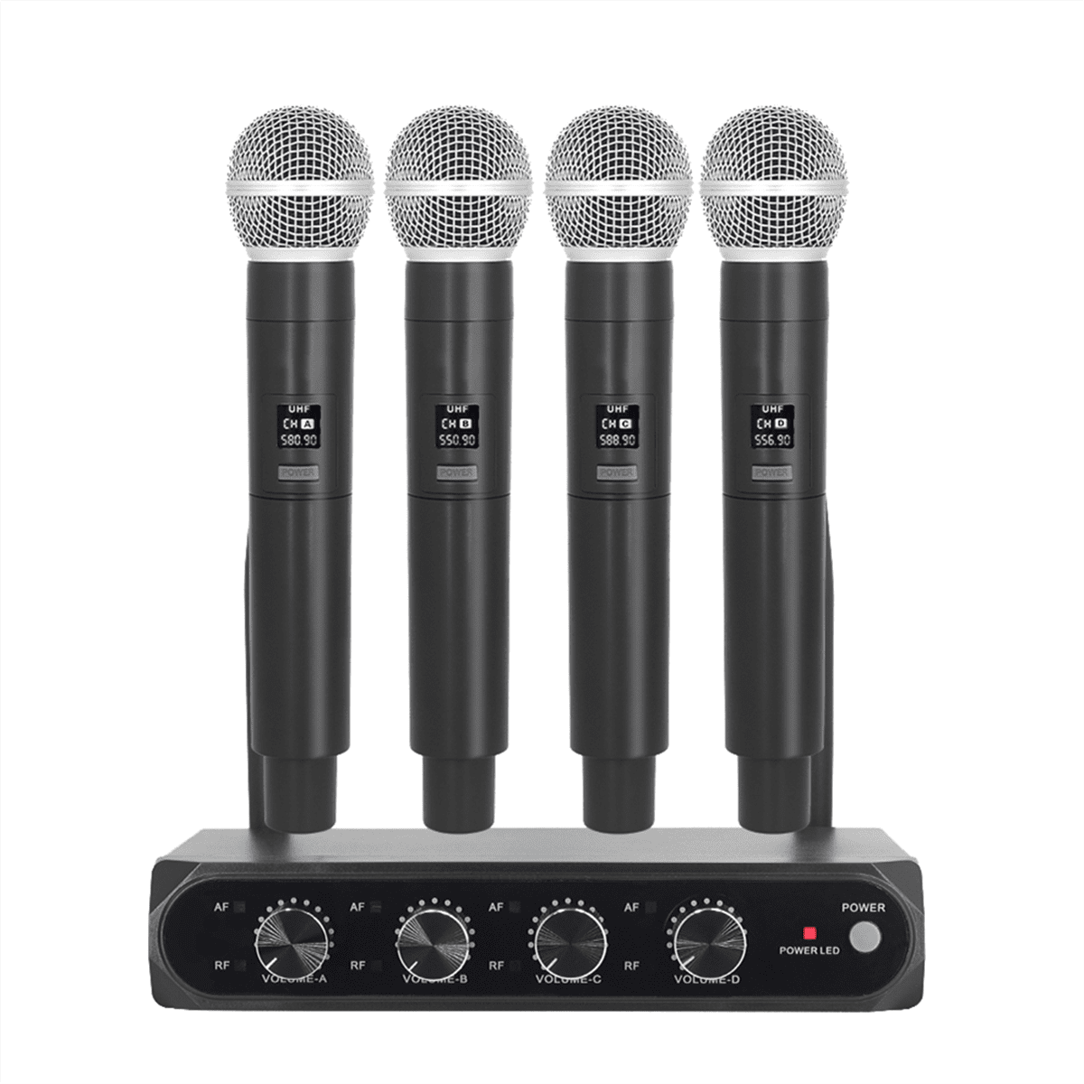 Professional Wireless Microphone System UHF 4 Channel Fixed Frequency ...