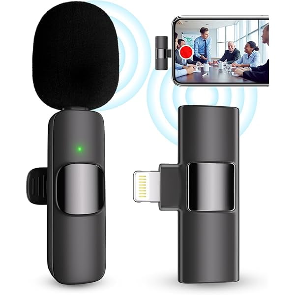 Professional Wireless Microphone for iPhone, iPad, Cordless Lavalier ...