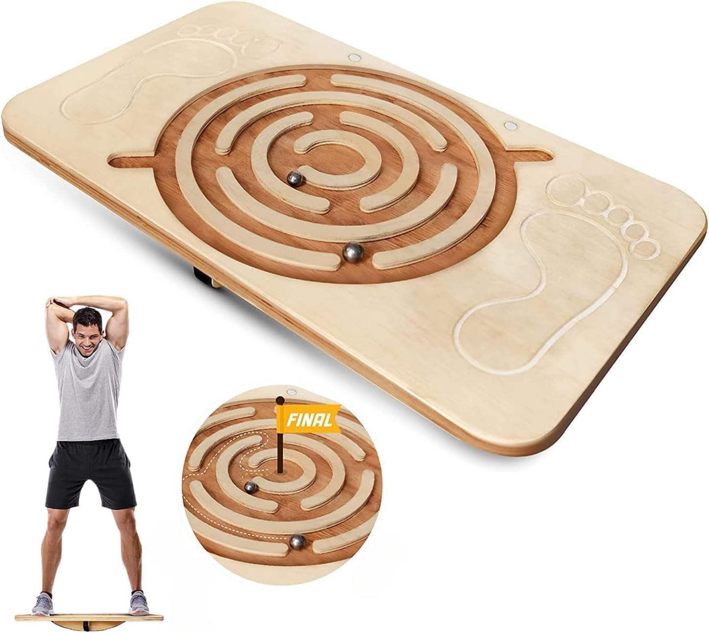 Professional Wooden Balance Board for Leg Workout, 350LBS Capacity ...