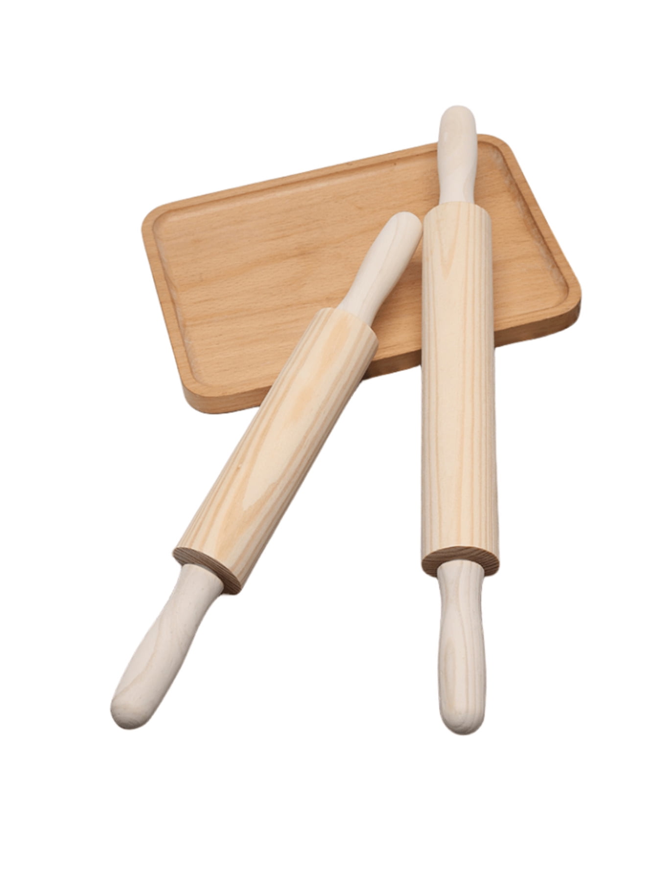 Professional Wooden Rolling Pin with Rotating Handle - 360° Non-Stick ...