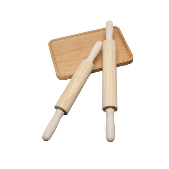 Professional Wooden Rolling Pin with Rotating Handle - 360° Non-Stick ...