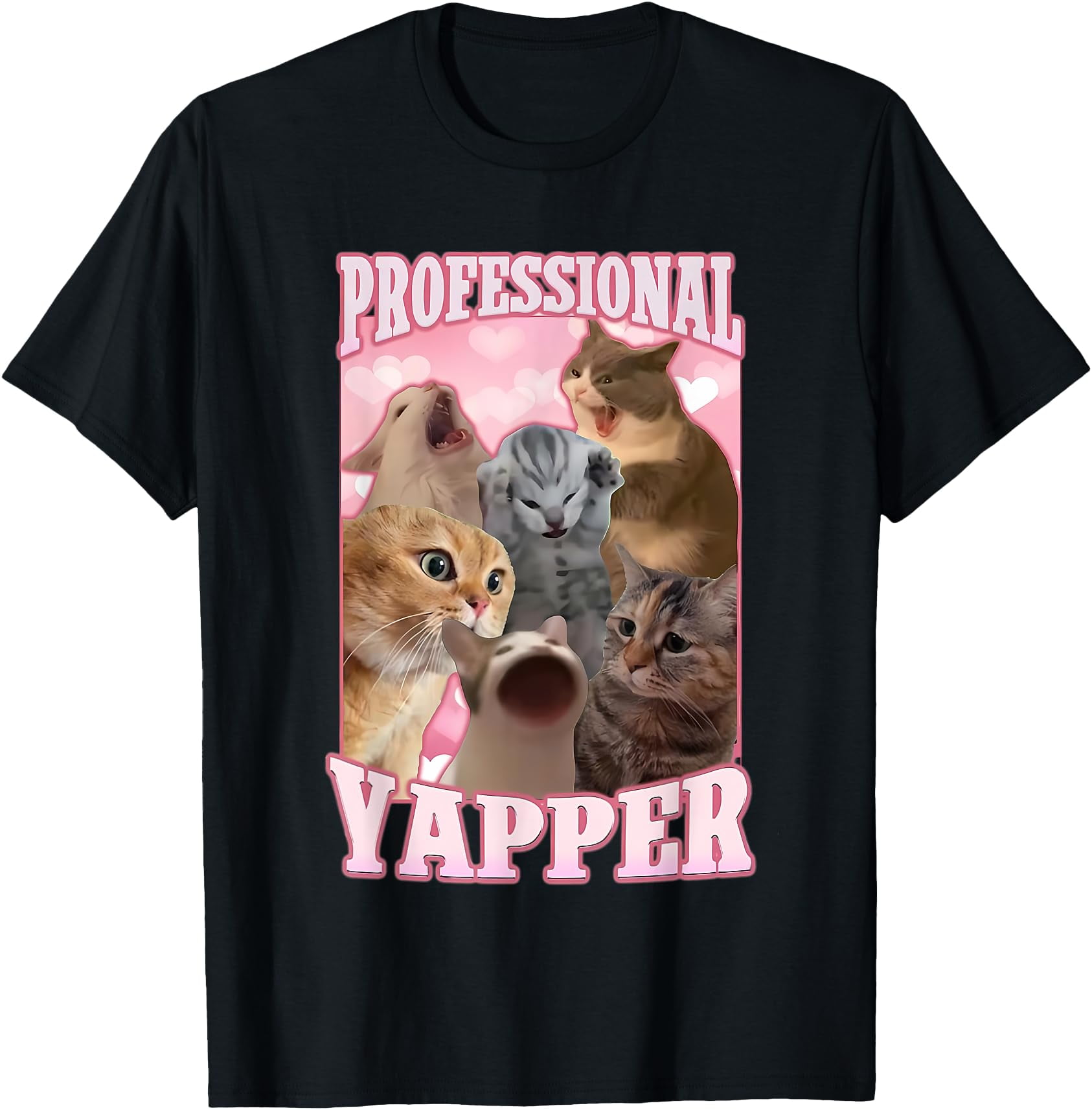 Professional Yapper Funny Cat Meme Goofy Softstyle Unisex T-Shirt,Black ...