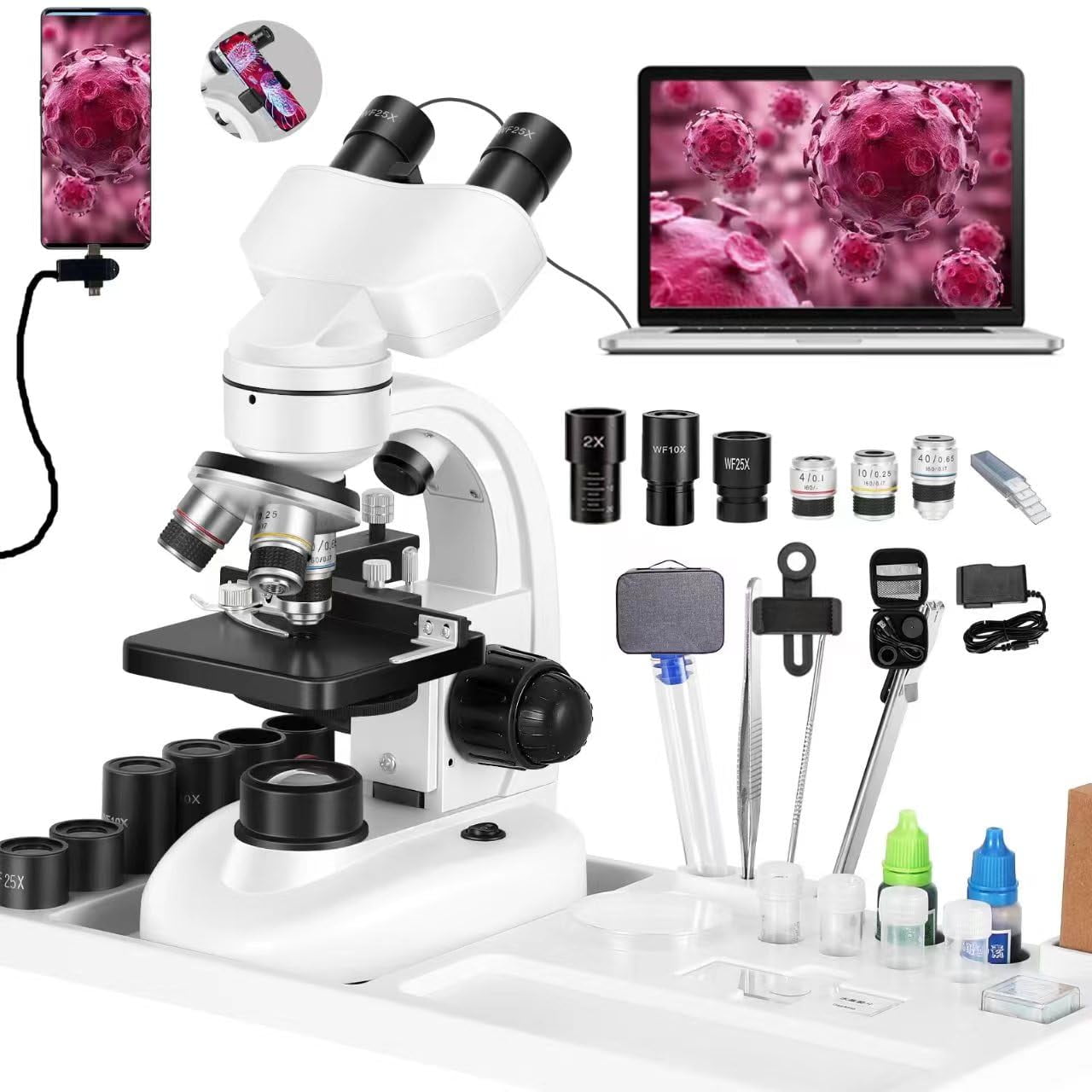 Professional binocular microscope for home optics, children's science ...