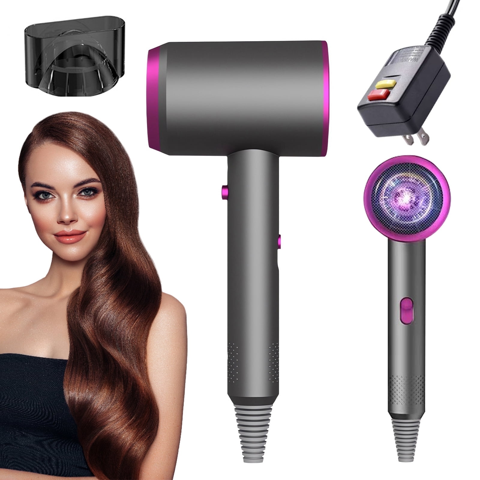 Professional ion hair dryer, 3-speed and 3-speed temperature control ...