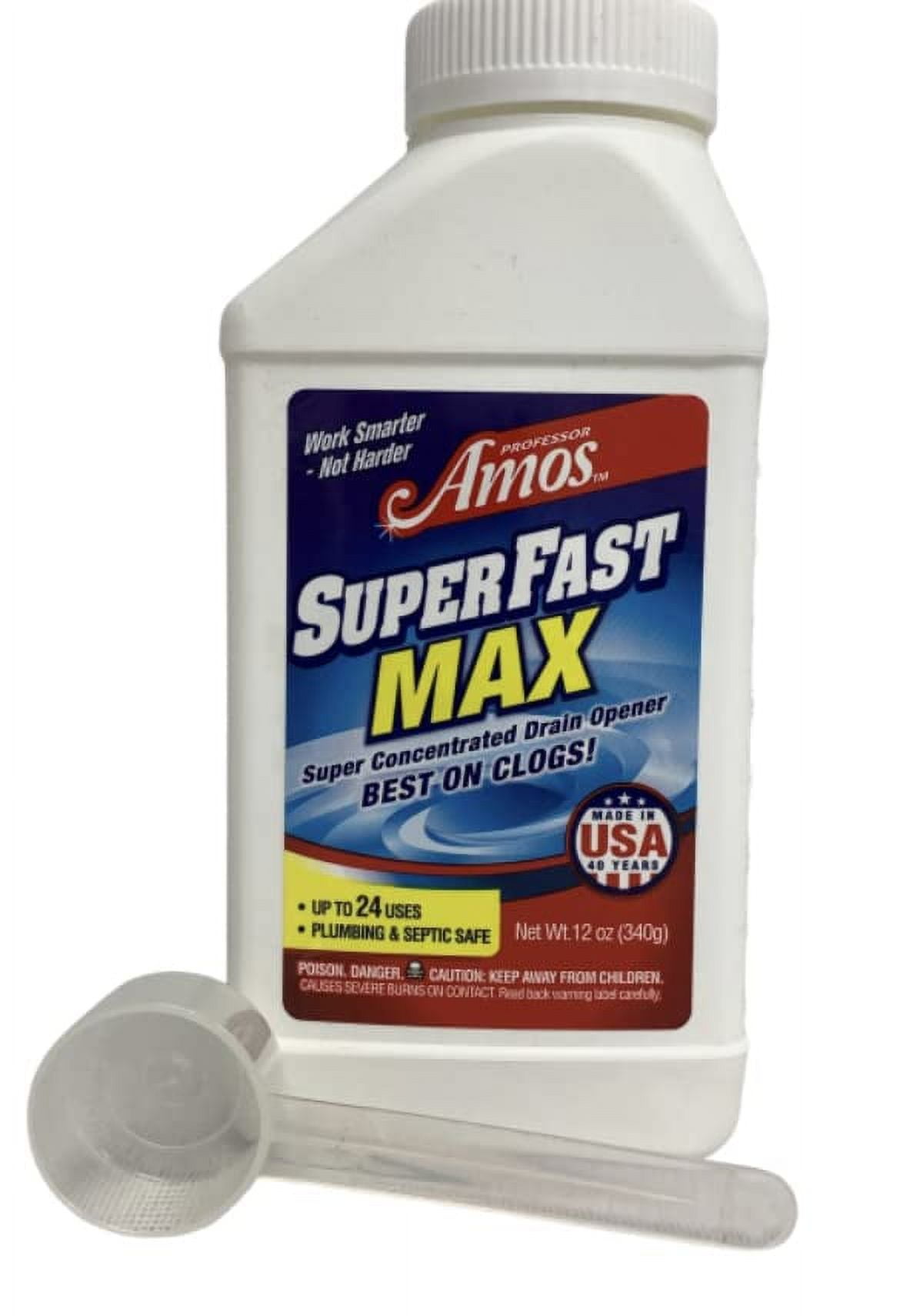 Professor Amos' Superfast Max Drain Cleaner 12oz. Powder Up to 24 ...