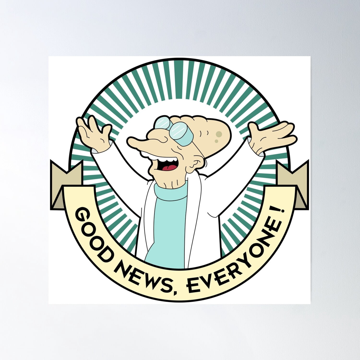 Professor Farnsworth - Good News Everyone! Poster Wall Art, Modern Wall ...
