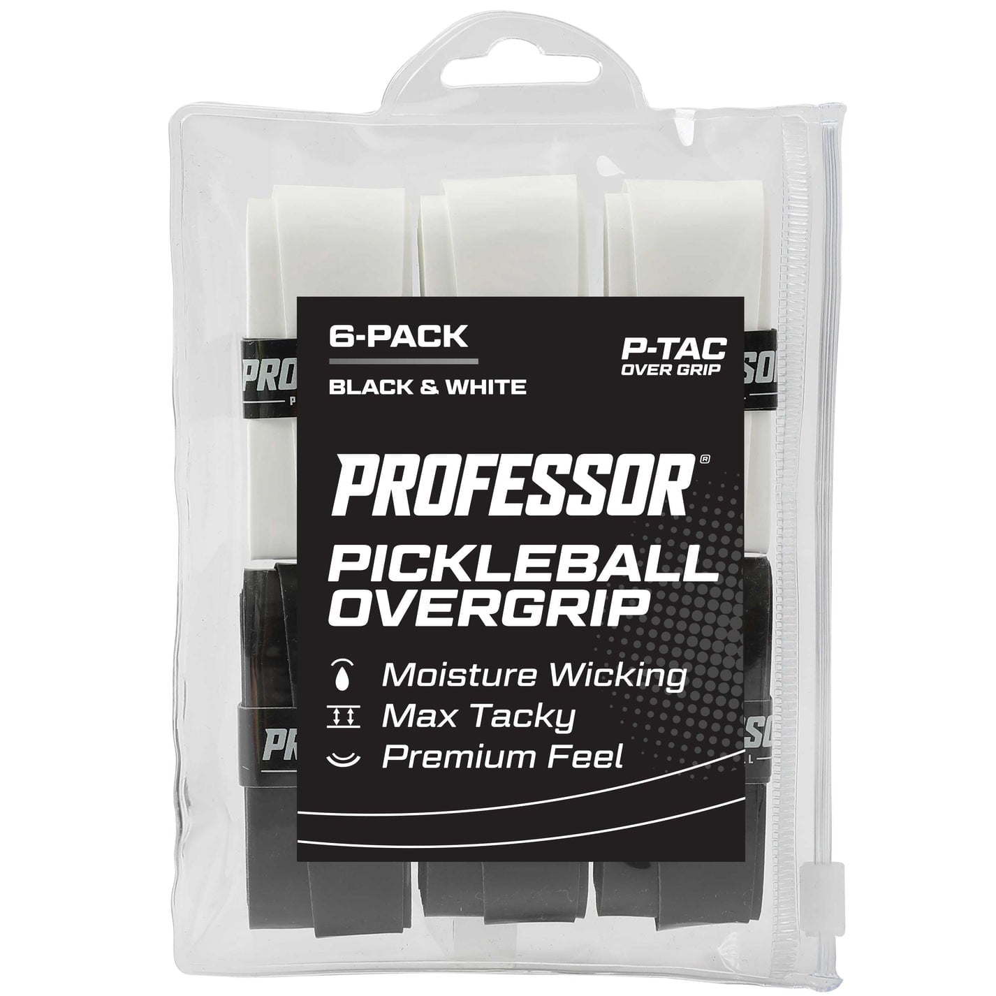 Professor Pickleball P-Tac Overgrip Black & White - 6 Pack - Walmart.com