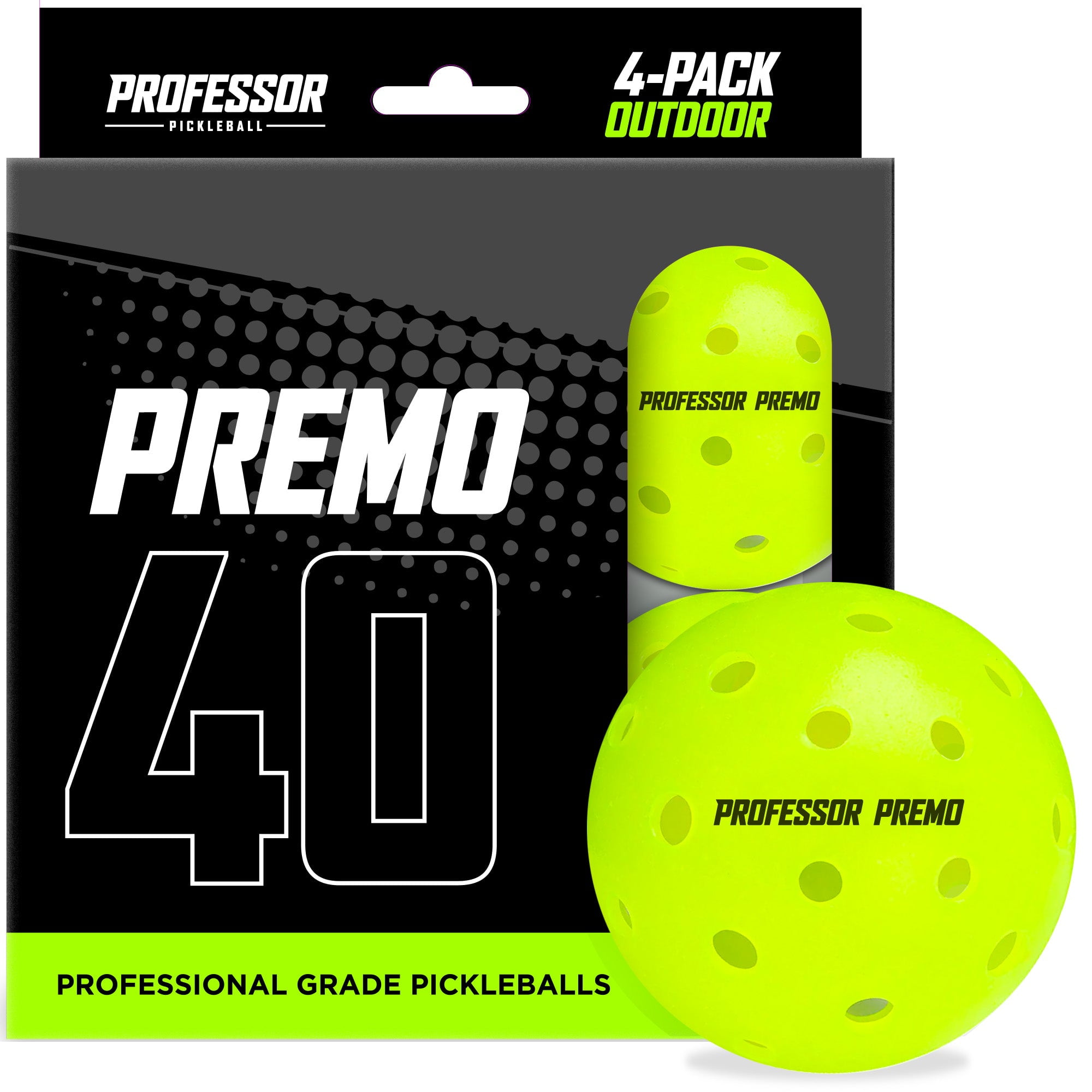 Professor Pickleball Premo40 Outdoor Pickleballs, Tournament Grade ...