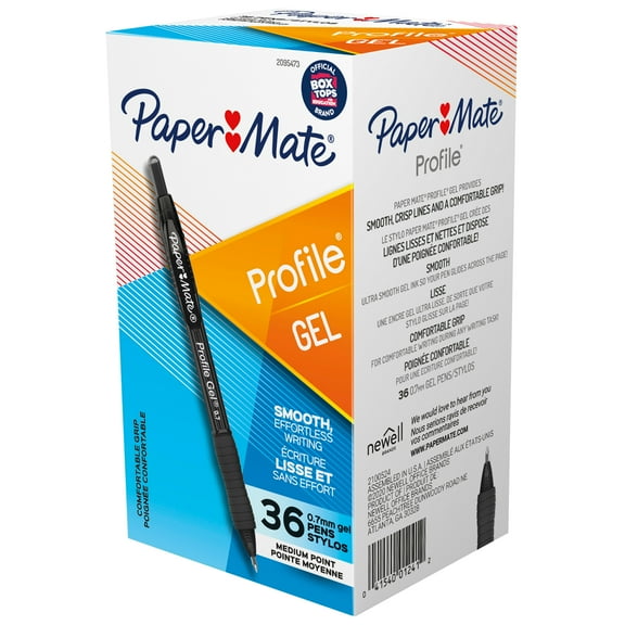 Paper Mate Gel Pen, Profile Retractable Pen, 0.7mm, Black, 12 Count ...