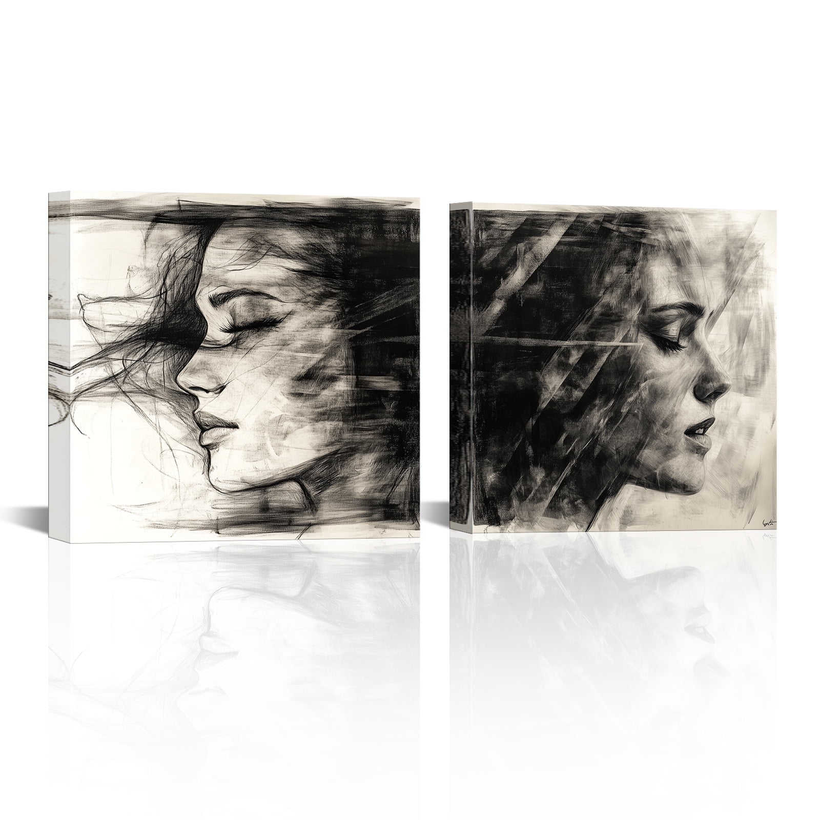 Profile Girl Sketch Framed Wall Art - Visual Art Decor | 12"x12 ...