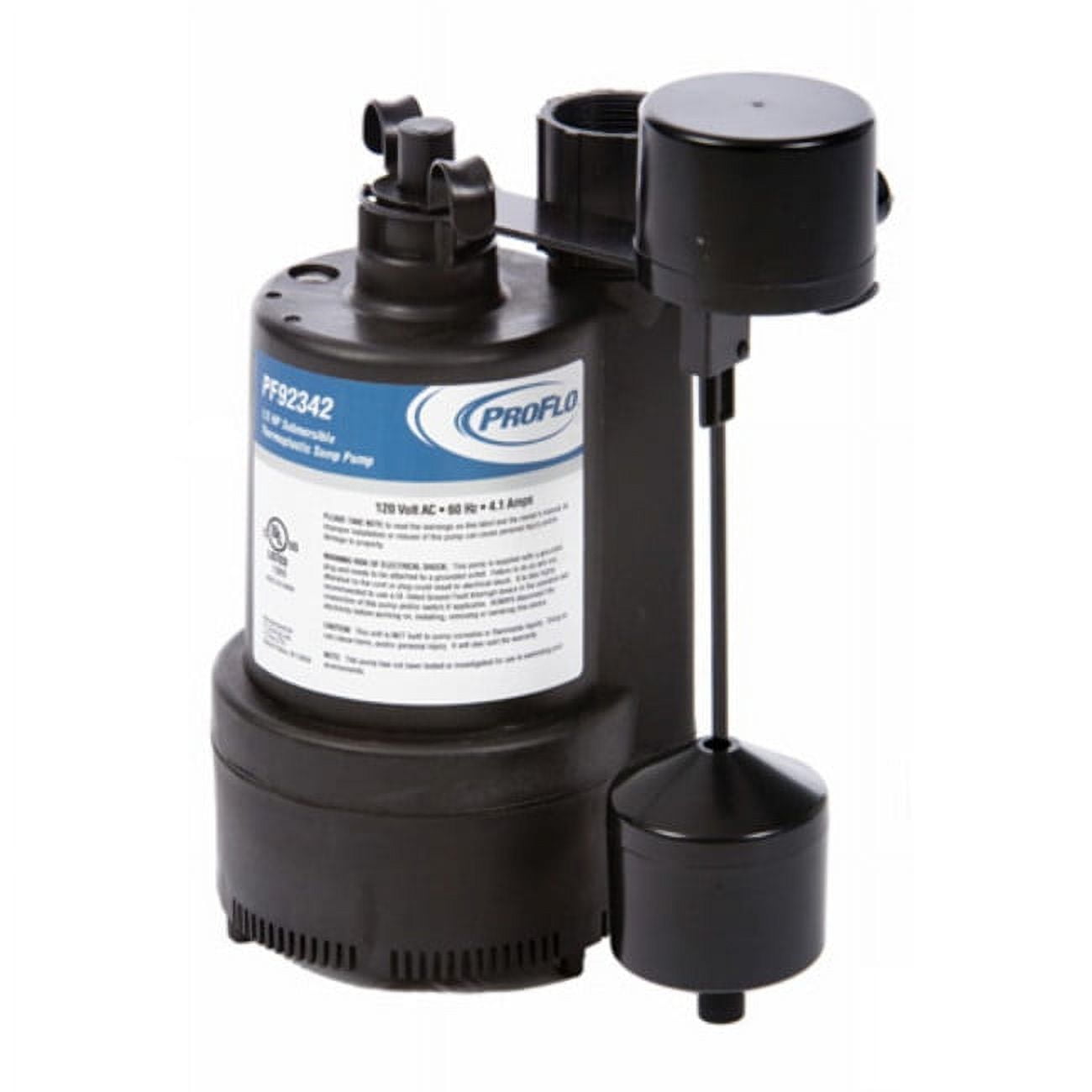 Proflo Pf92342 1/3 Hp Thermoplastic Automatic Sump Pump - Walmart.com