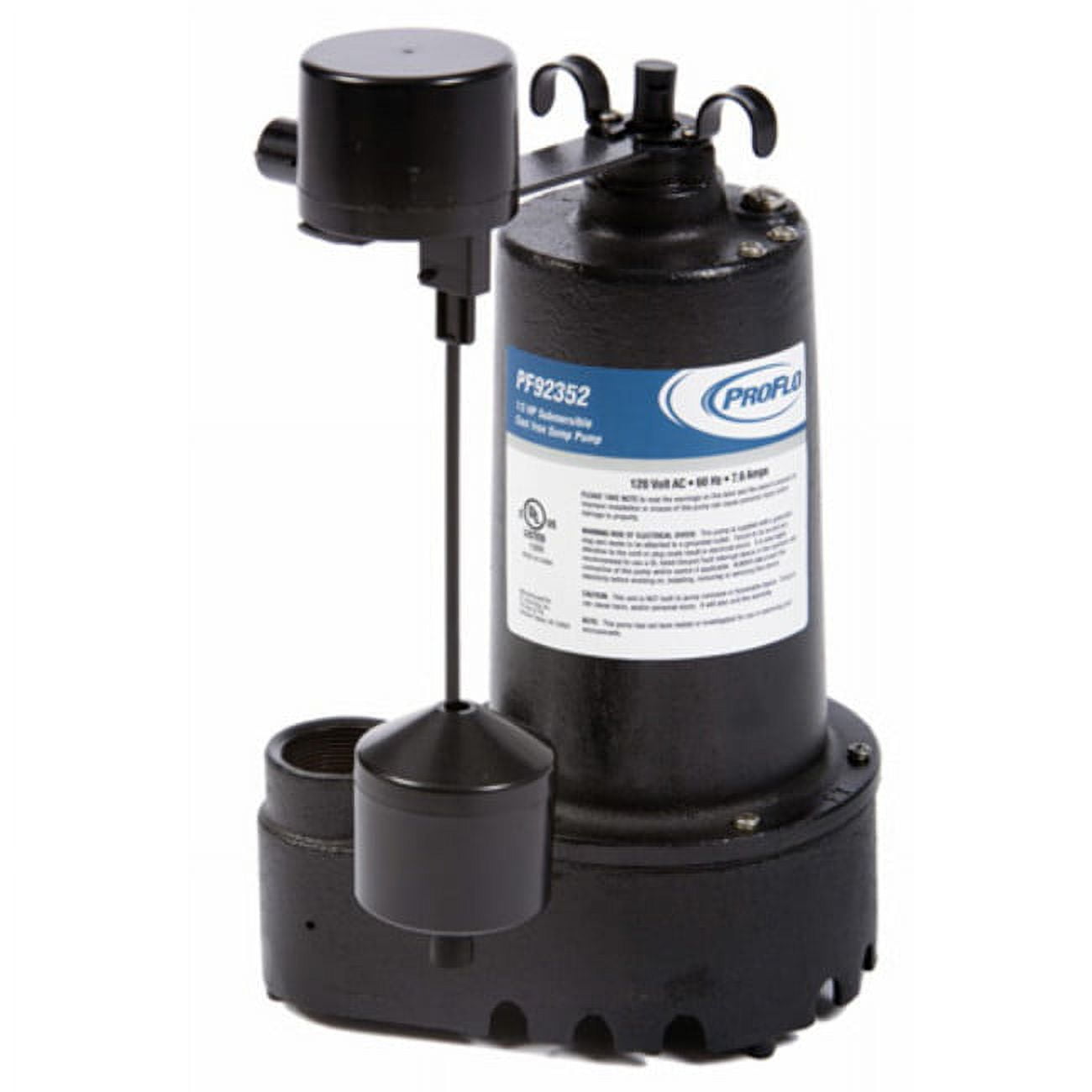 Proflo Pf92352 1/3 Hp Cast Iron Submersible Sump Pump for Basement ...