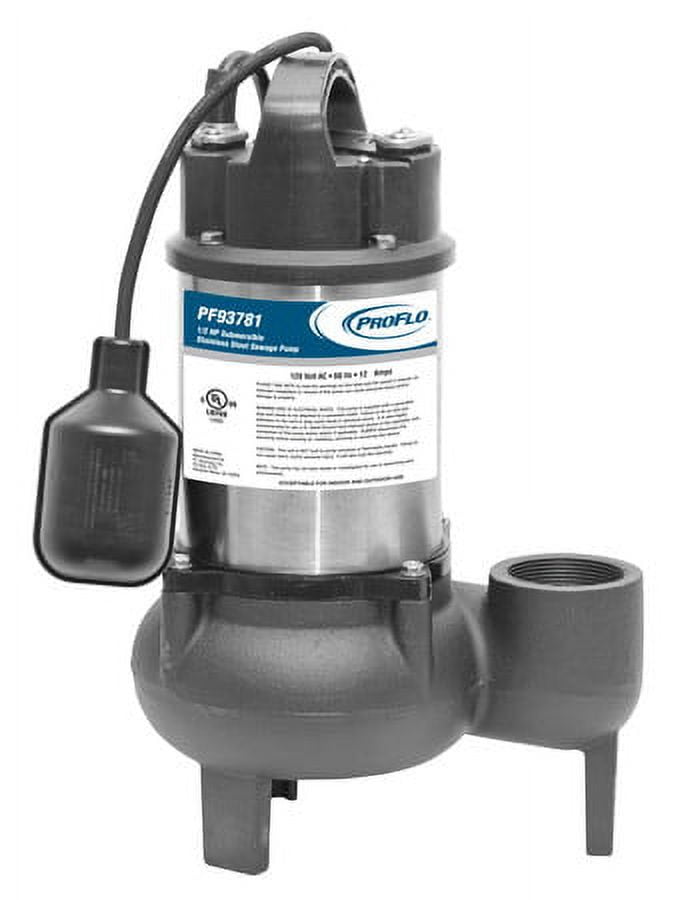 Proflo Pf93781 1/2 Hp Cast Iron Sump Submersible Sewage Pump for Water ...