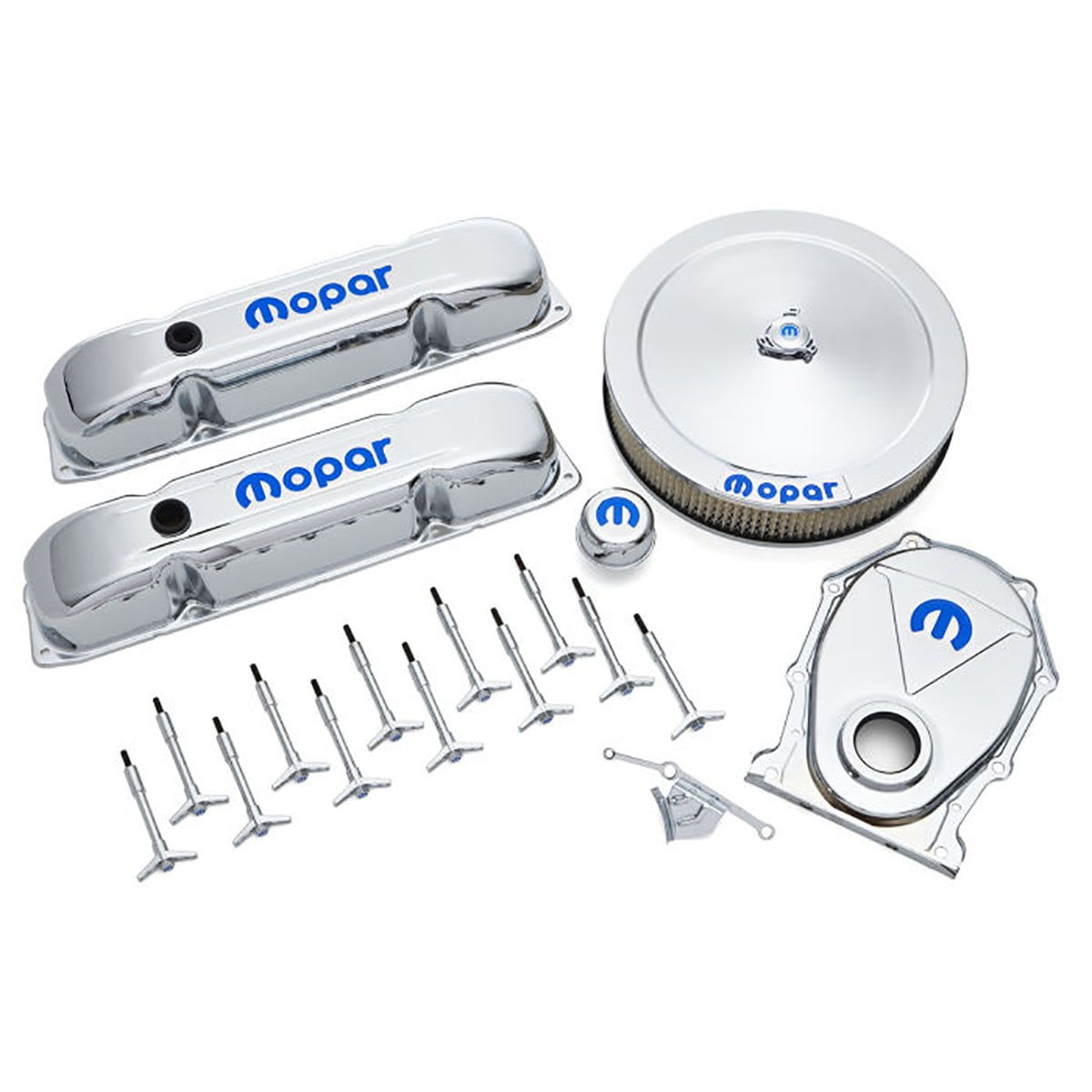 Proform 440-814 Engine Dress-Up Kit; Chrome w/Blue MOPAR Logo; Big ...