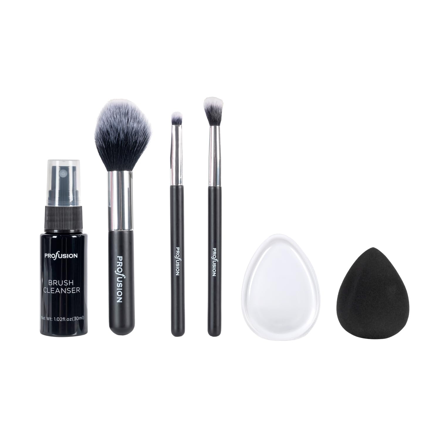 Profusion Cosmetics White Crystals TSF6 Brush and Cleanser Set for Flawless Beauty, Unleash Your ...