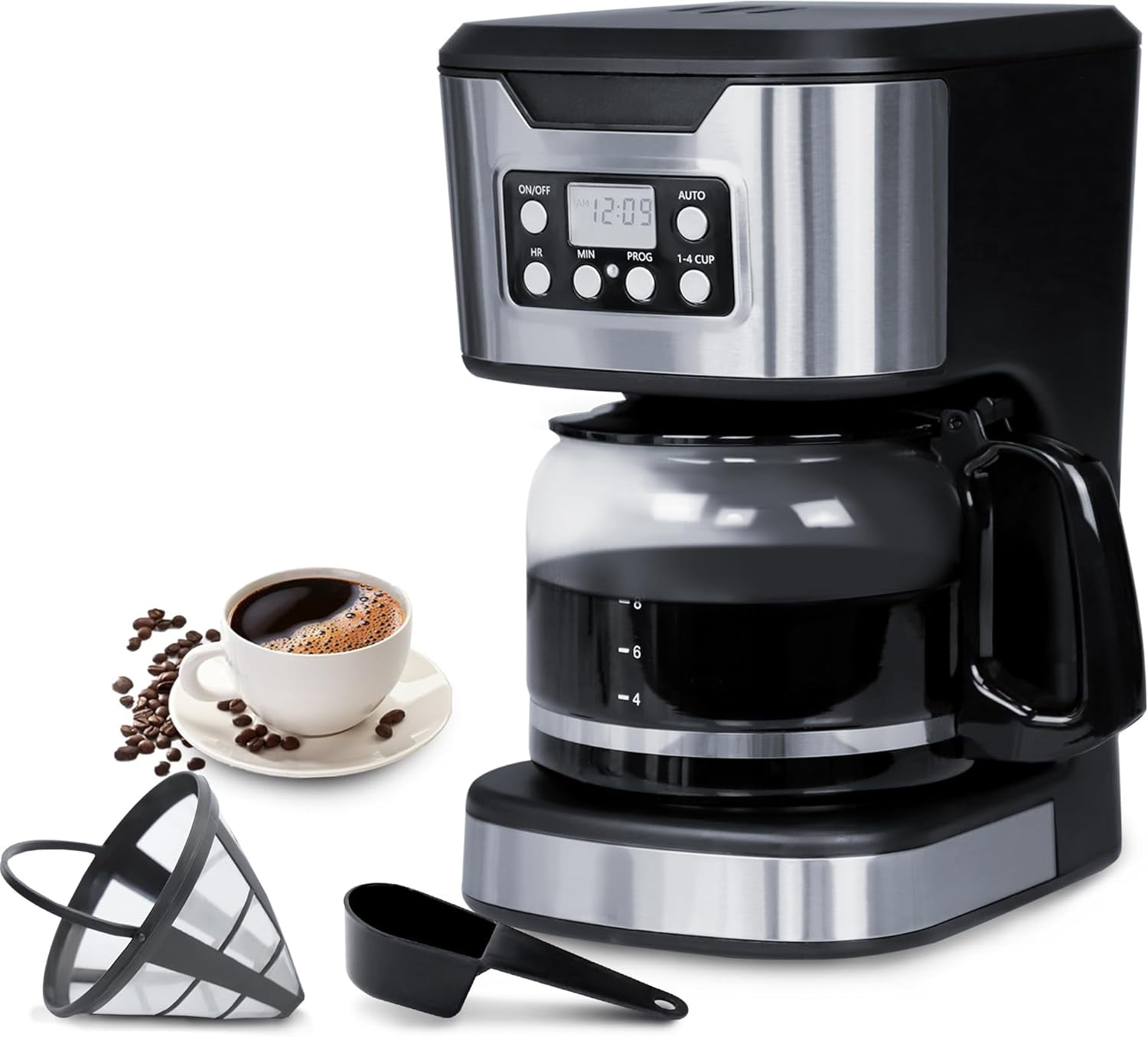 Programmable Coffee Maker 12 Cup Brew & Drip coffee machine, Fully ...