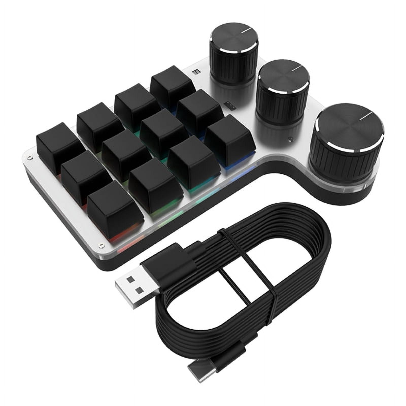 Programmable DIY Mechanical Keyboard RGB 12 Keys 3 Knob Custom Macro ...