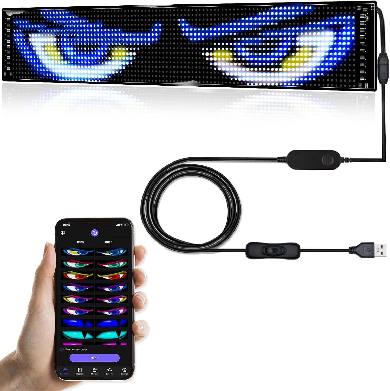 Programmable Devil Eyes for , Sign for , APP Control,DIY Edit Text ...