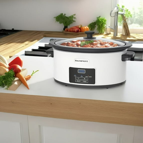 Programmable Digital Slow Cooker with Ceramic Bowl, Timer & Keep Warm ...