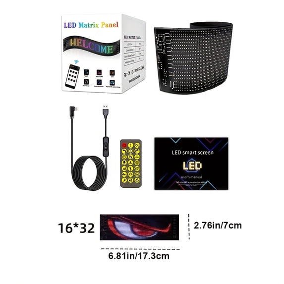 Programmable LED Car Window Sign with App & Remote Control, USB Powered ...