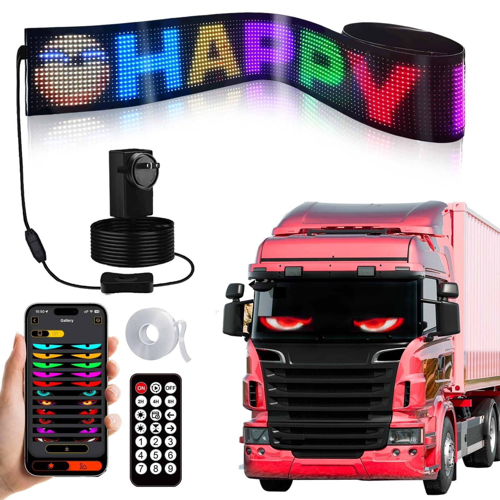 Programmable LED Sign, 15"x4" Flexible LED Scrolling Digital Display ...