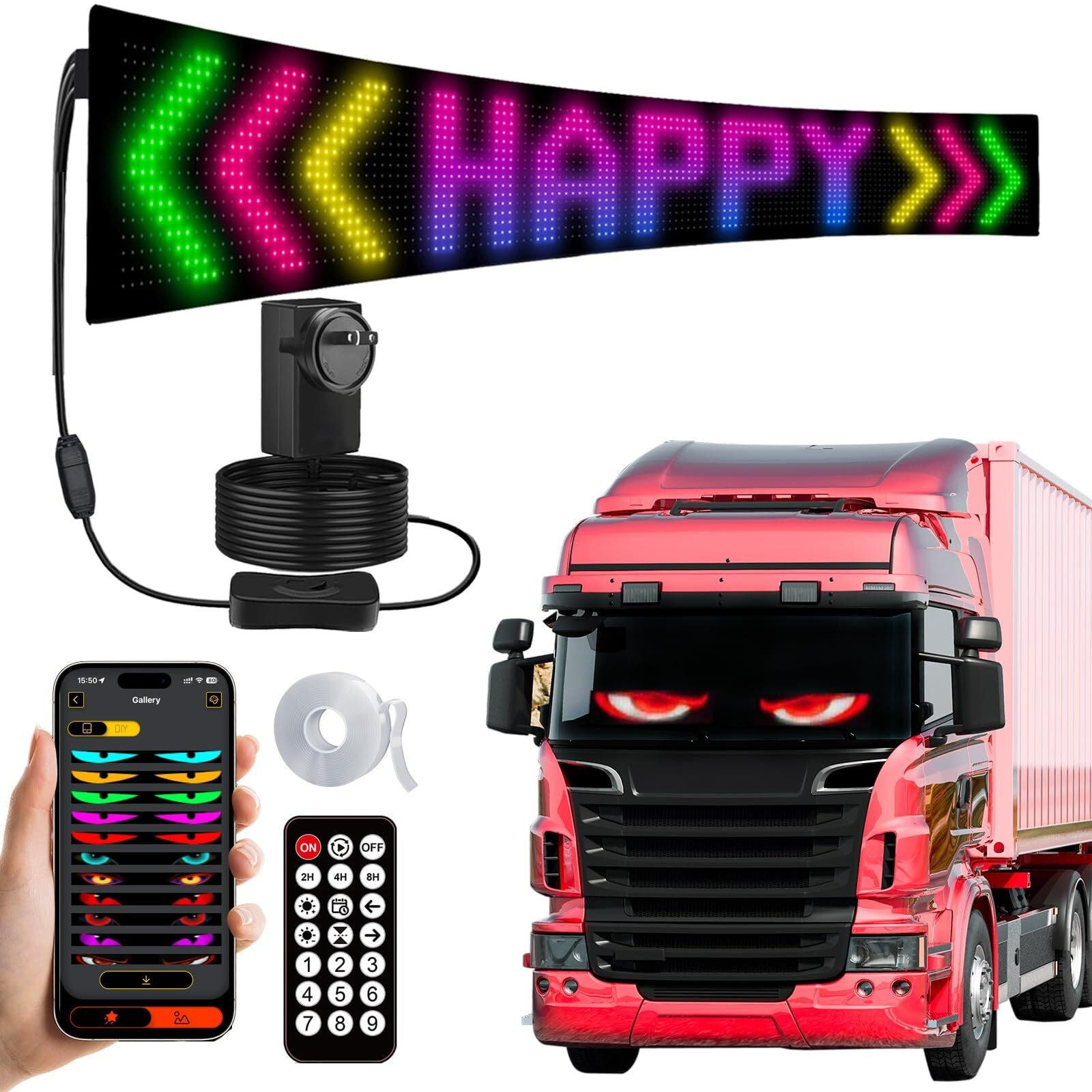 Programmable LED Sign, 15"x4" Flexible LED Scrolling Digital Display ...