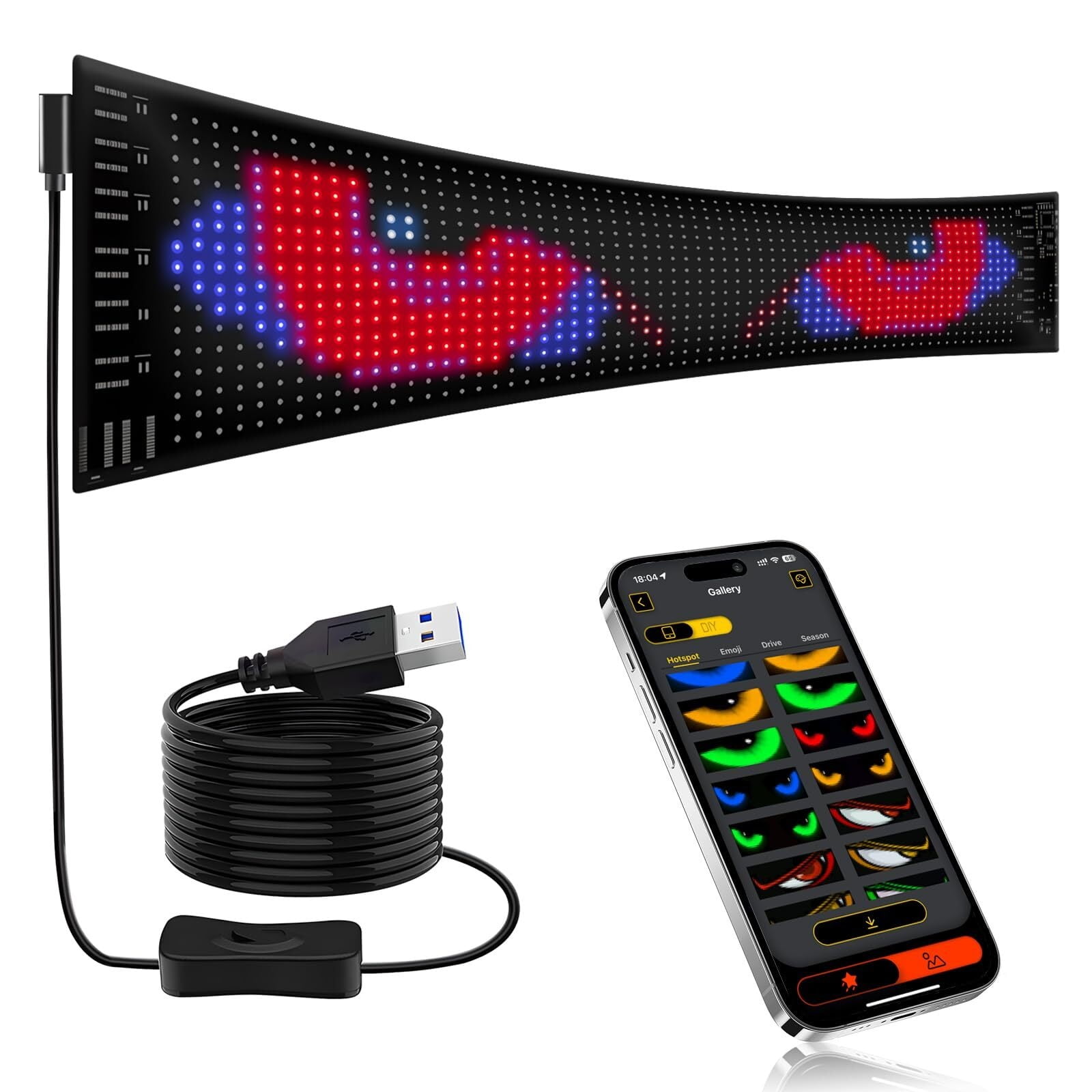 Programmable LED Sign, 15"x4" Flexible LED Scrolling Digital Display ...