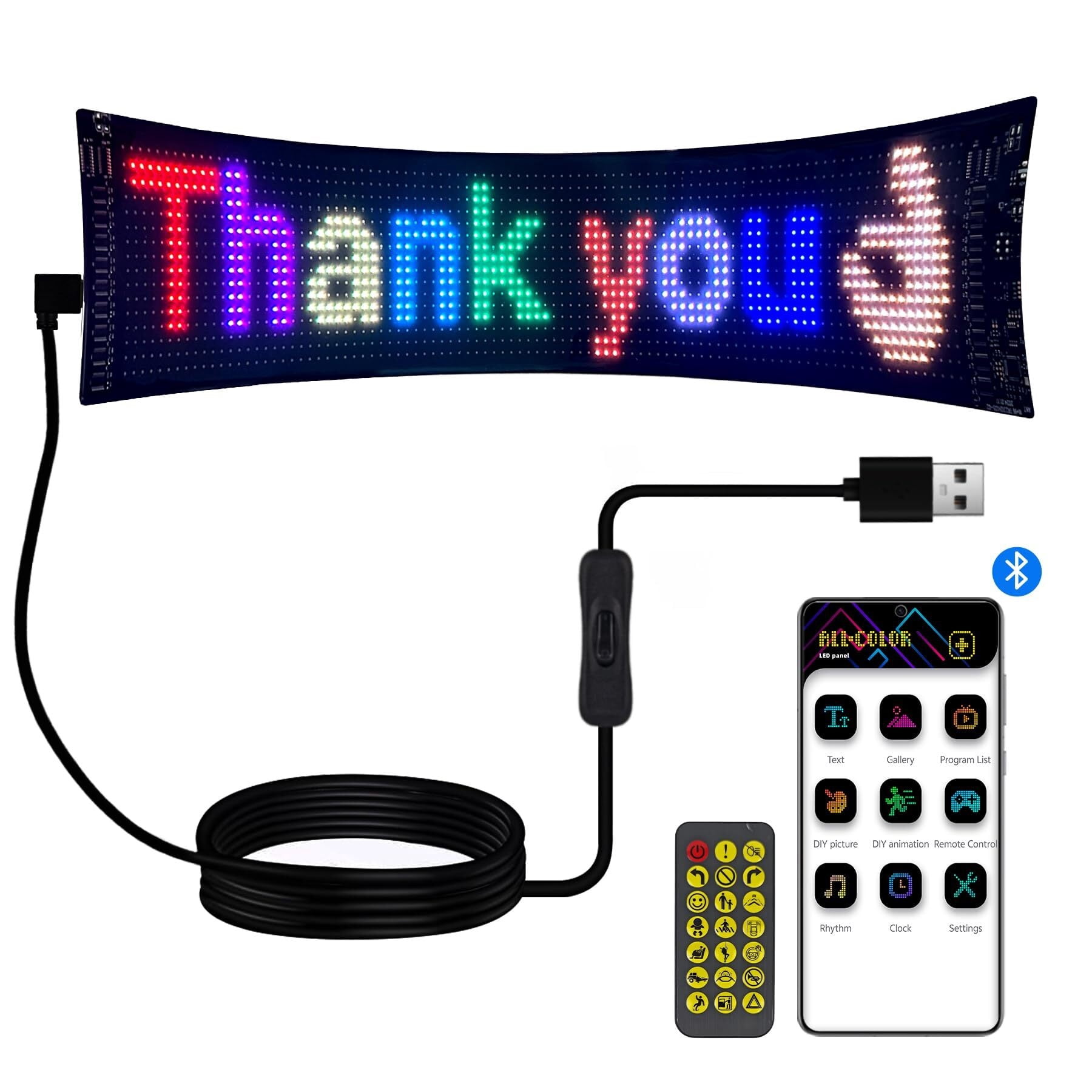 Programmable LED Sign,15''x4'' Ultra-Thin Flexible Bluetooth LED Screen ...