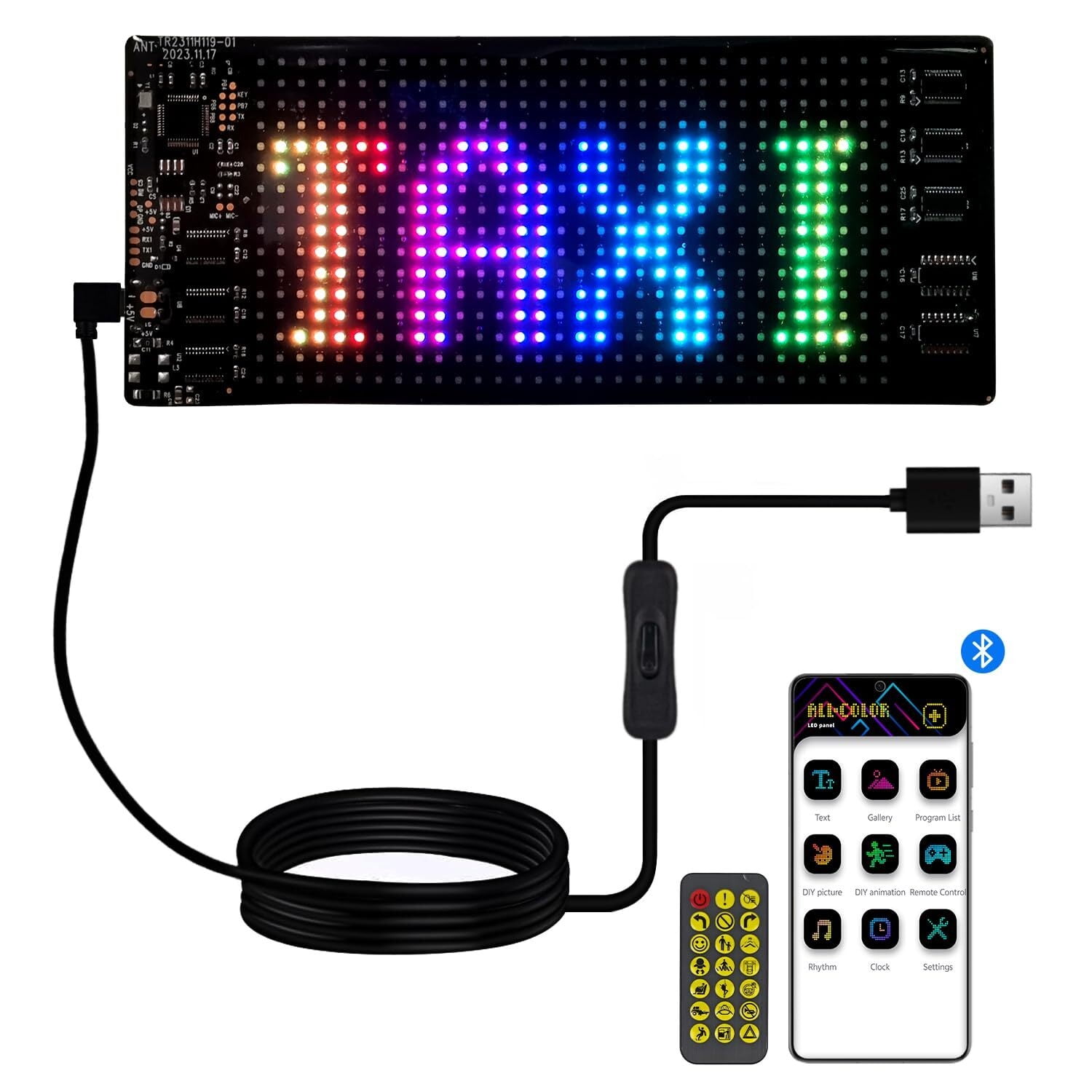 Programmable LED Sign,15''x4'' Ultra-Thin Flexible Bluetooth LED Screen ...