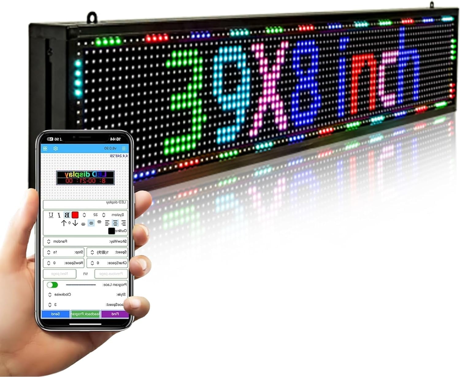 Programmable LED Sign Outdoor Full Color – 39"x8" Scrolling Message ...