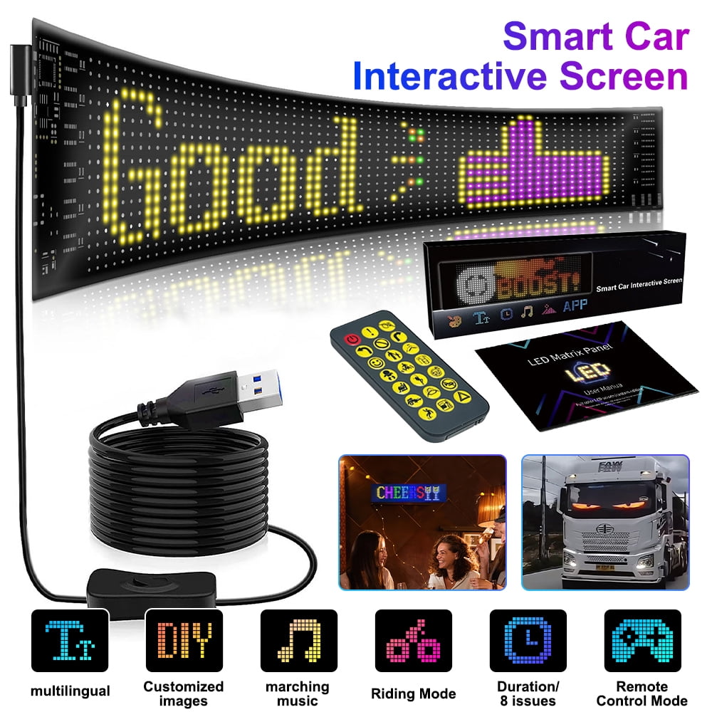 Programmable LED Sign for Car,DFITO Flexible LED Matrix Panel, Window ...